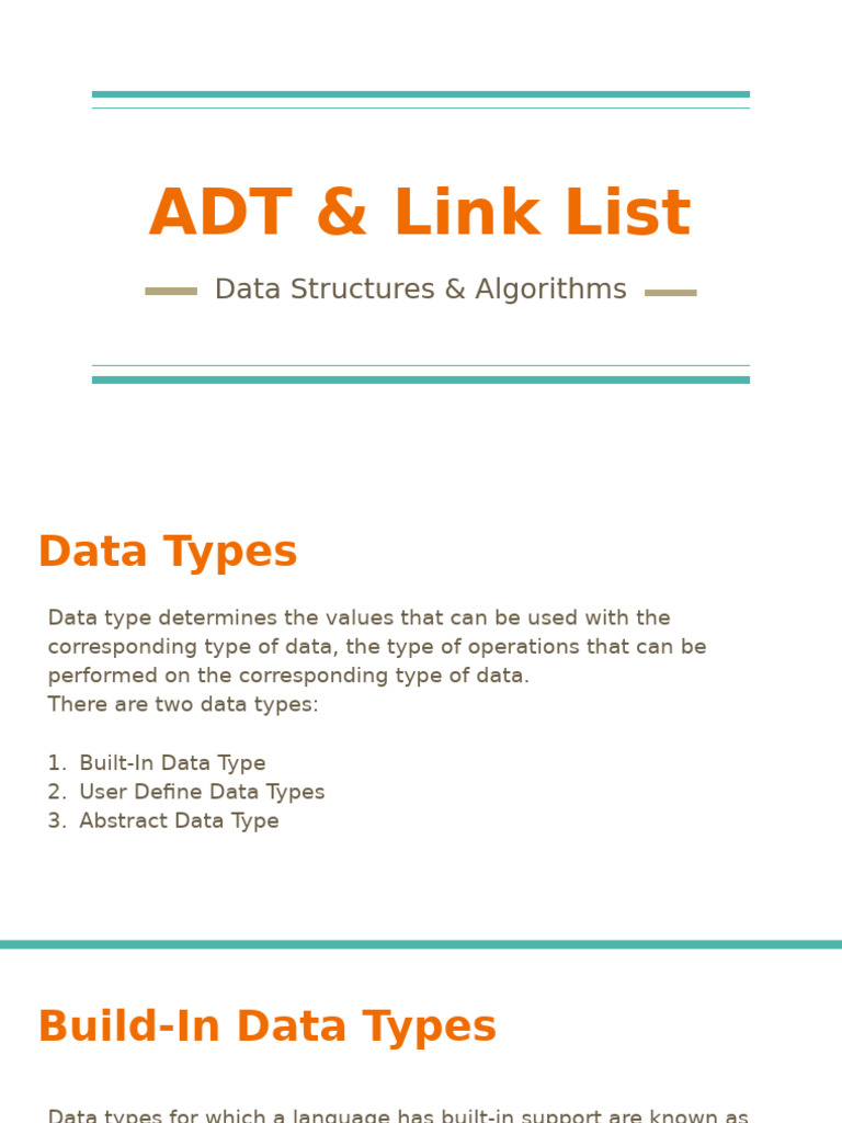 Week 3# ADTs & Linklist | PDF | Data Type | Computing