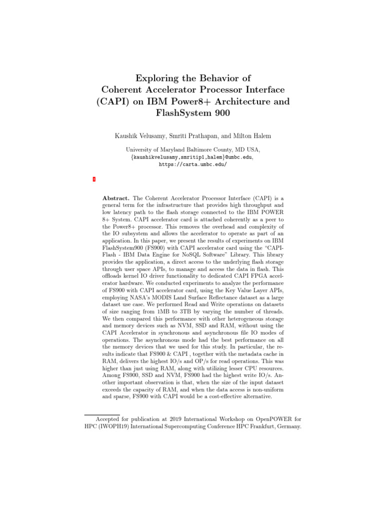 Exploring The Behavior of Coherent Accelerator Processor Interface (CAPI) On IBM Power8 ...