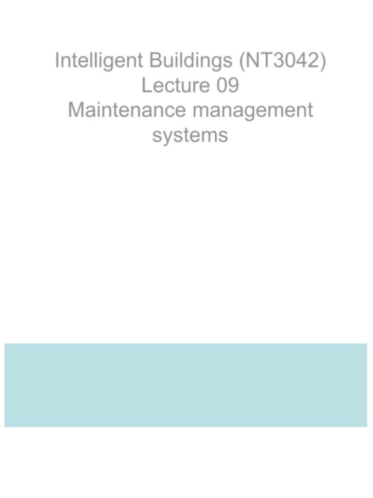 Intelligent Buildings (NT3042) L9B Maint Management System | PDF ...