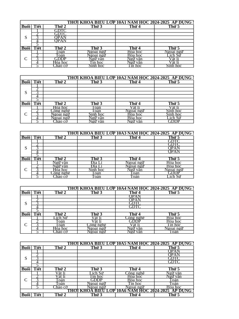 TKB Hs Rieng Tung Lop - Ky 1 - Ad 09-09-2024 (CT) | PDF