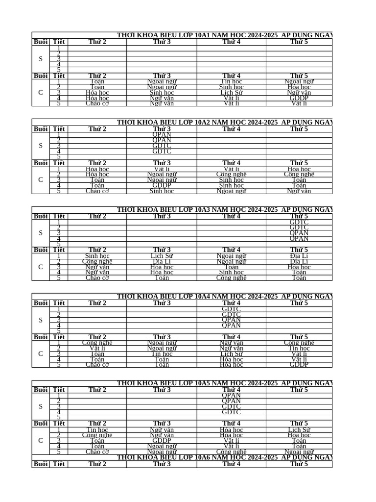 TKB Hs Rieng Tung Lop - Ky 1 - Ad 05-09-2024 (CT) | PDF