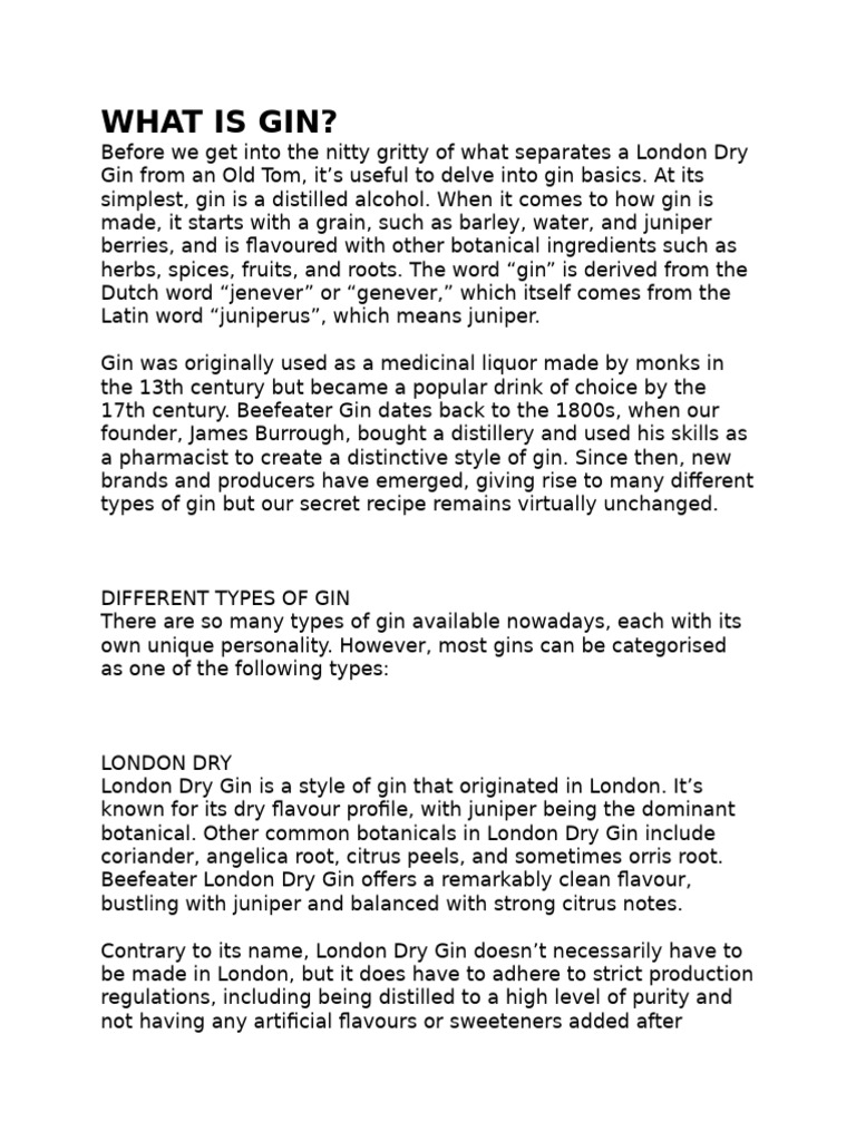 WHAT IS GIN- | PDF | Gin | Distilled Drinks