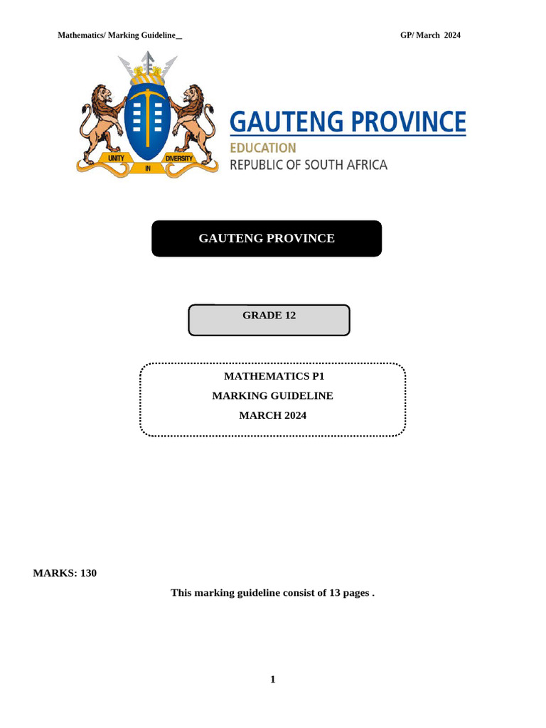 Grade 12 Math Marking Guide 2024 | PDF | Logarithm | Exponential Function