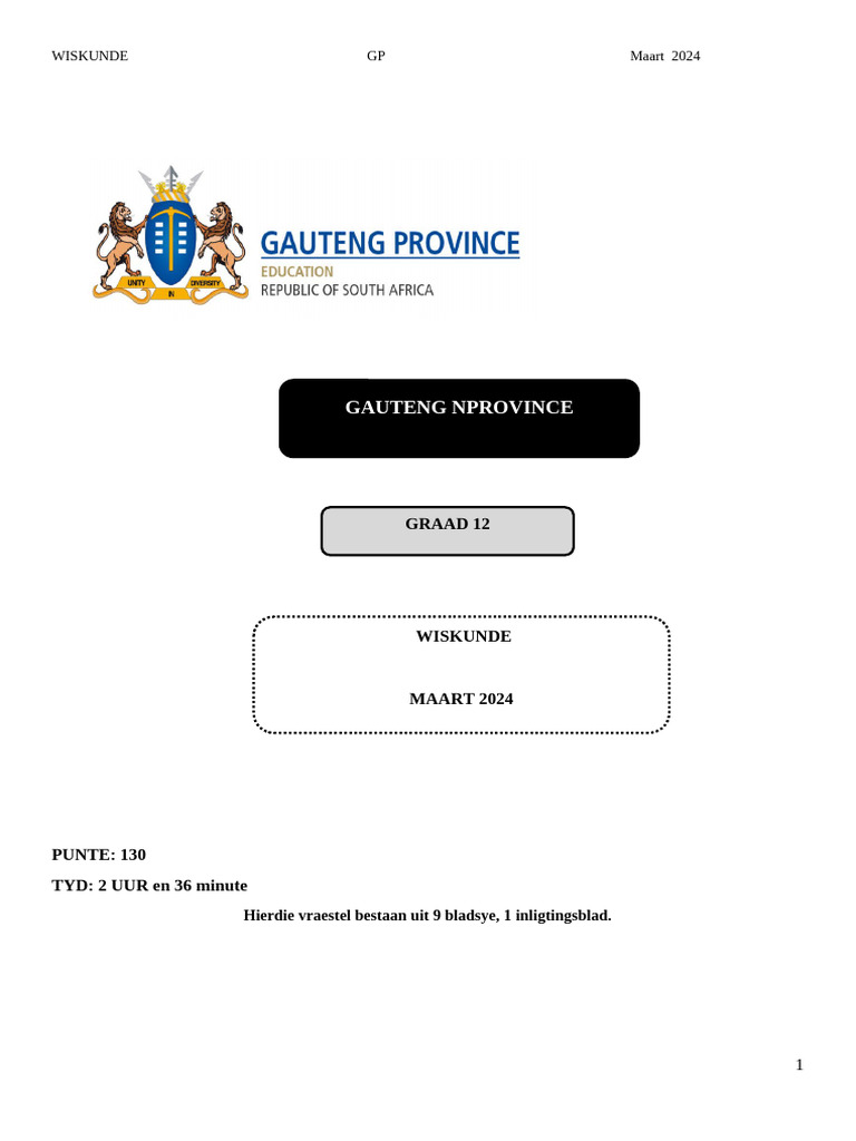 First Push Grade 12 March 2024 - Afrikaans | PDF