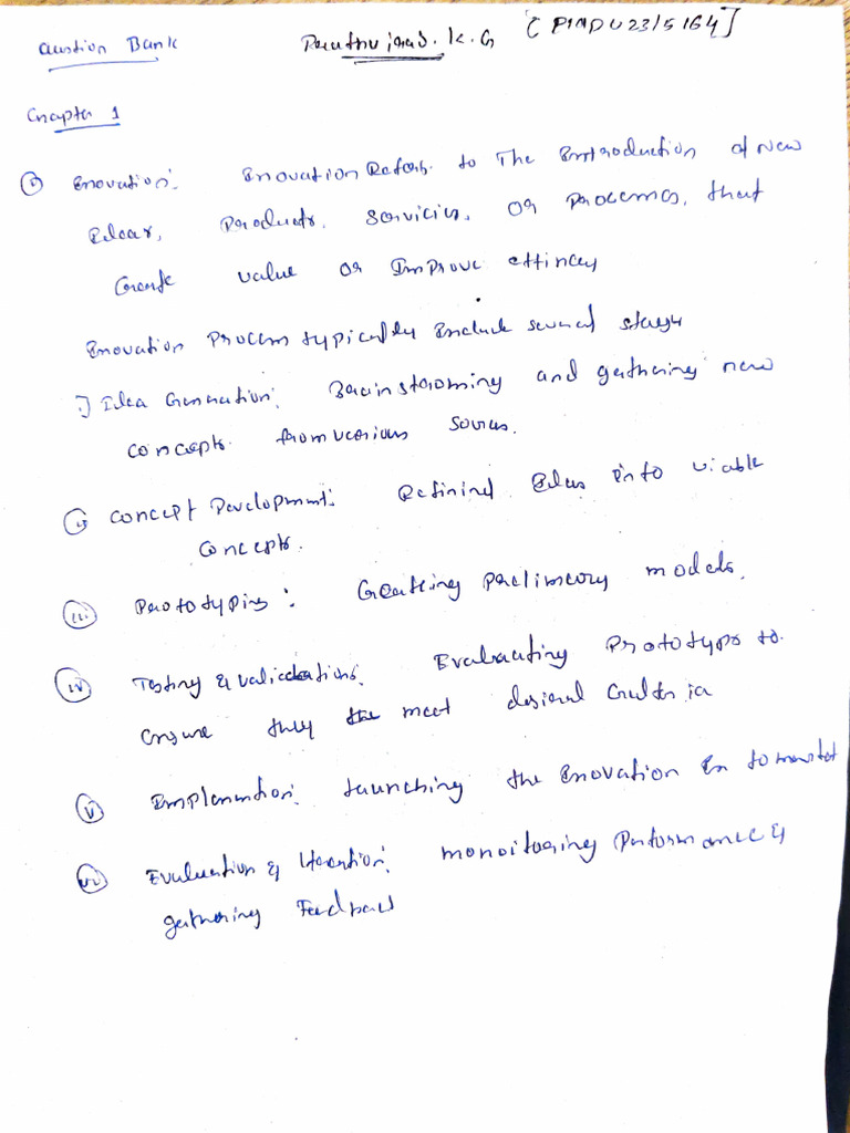Innovation Management Assignment Question Bank | PDF