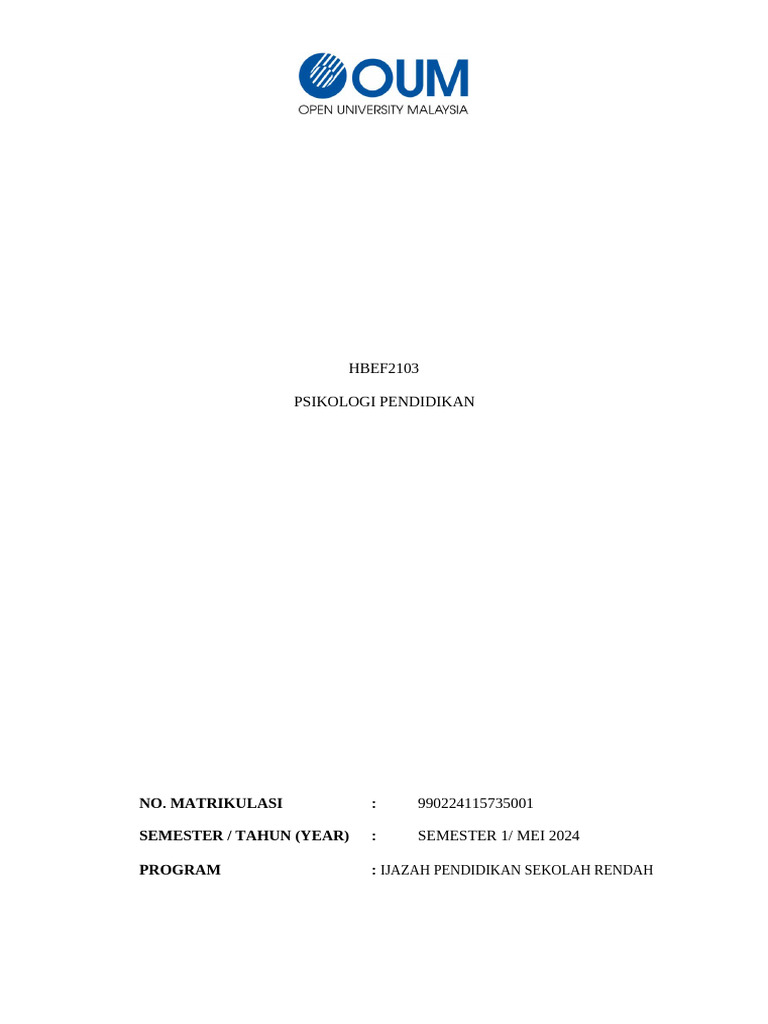 Assignment Hbef2103 Muhammad Hafiz Bin Ishak 990224115735001 1 | PDF