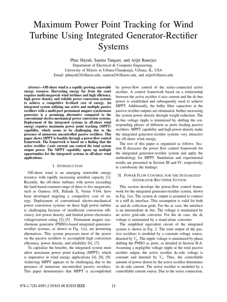 Maximum Power Point Tracking For Wind Turbine | PDF | Rectifier | Alternating Current
