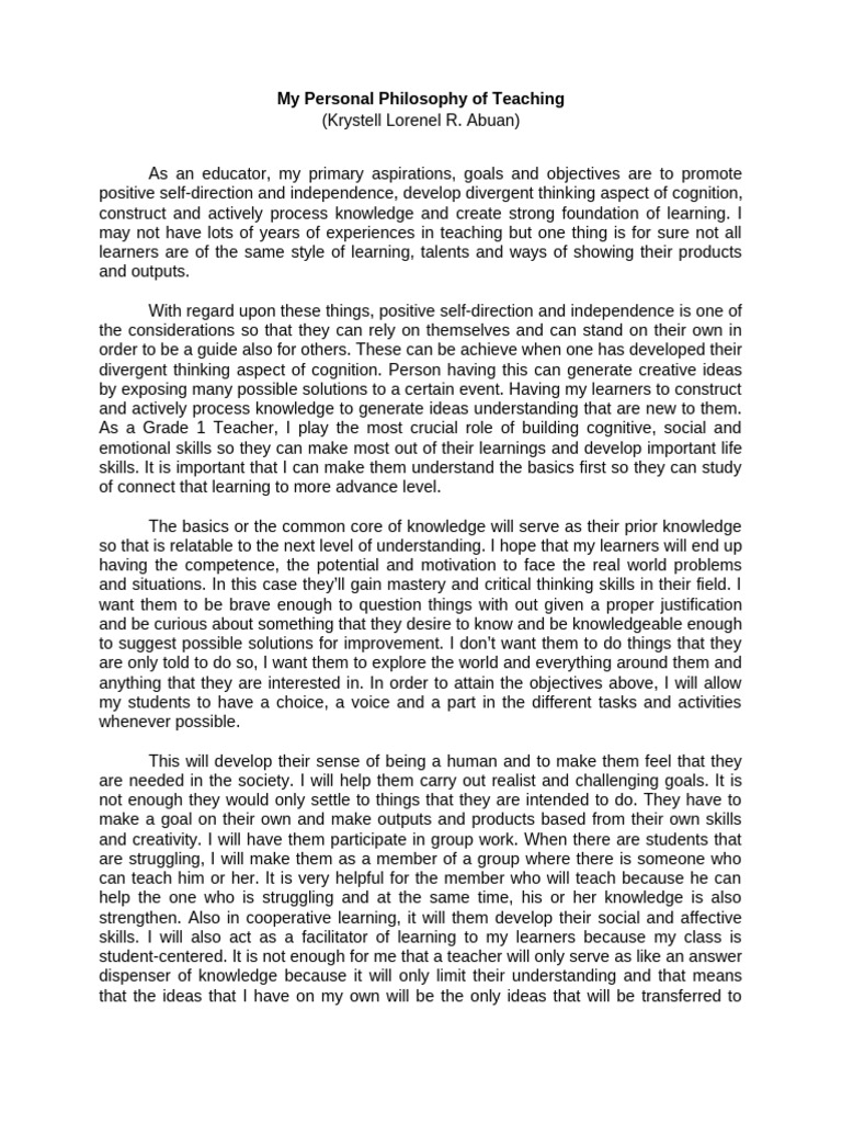 Teaching Philosophy for Student Empowerment | PDF | Learning | Knowledge