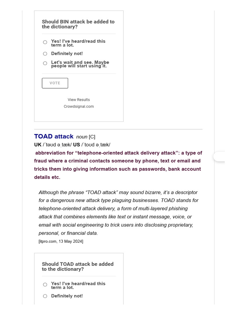 Should "TOAD Attack" Be Defined? | PDF | Computers