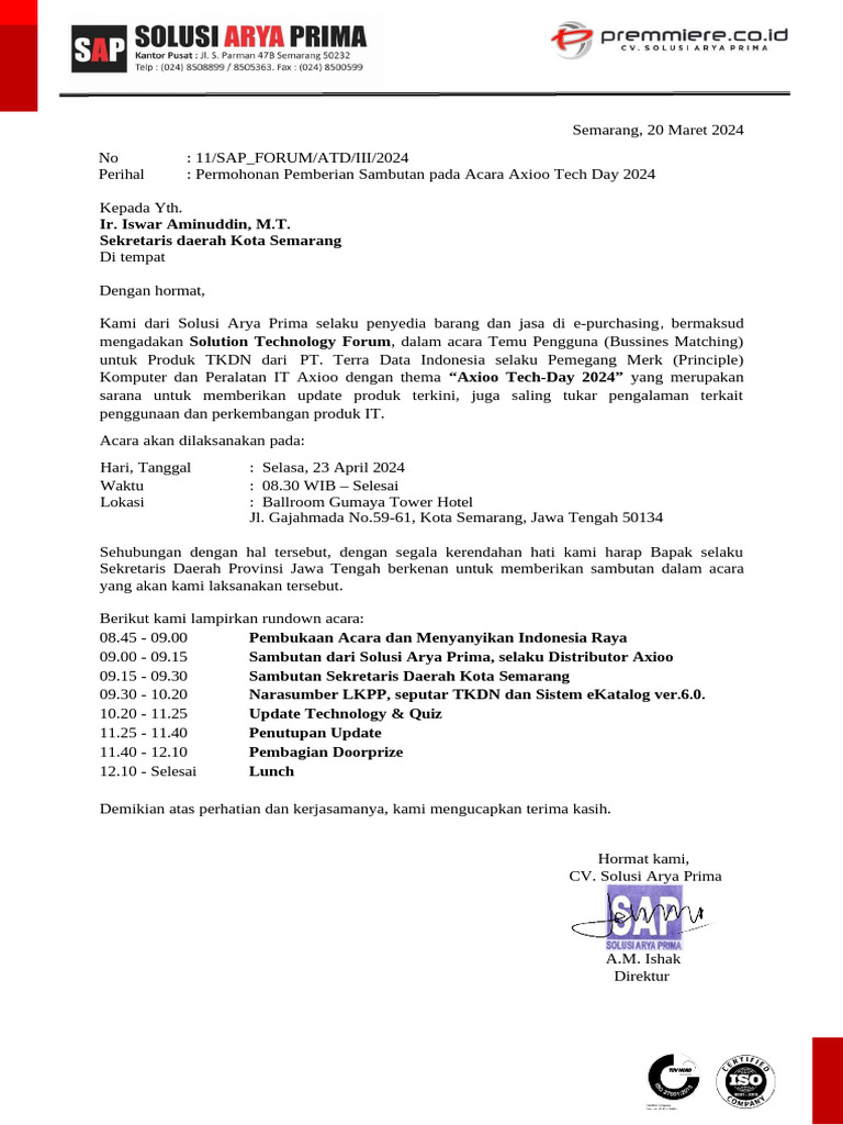 Sambutan Axioo Tech Day 2024 Semarang | PDF