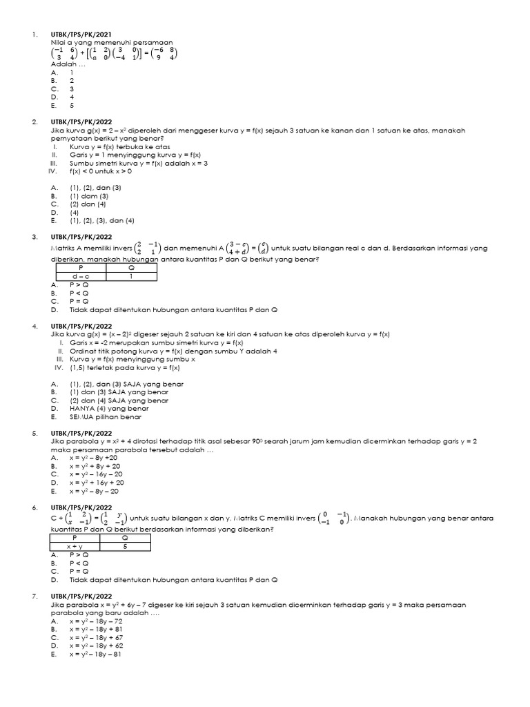 Latihan Utbk Kls 11 Ipa | PDF