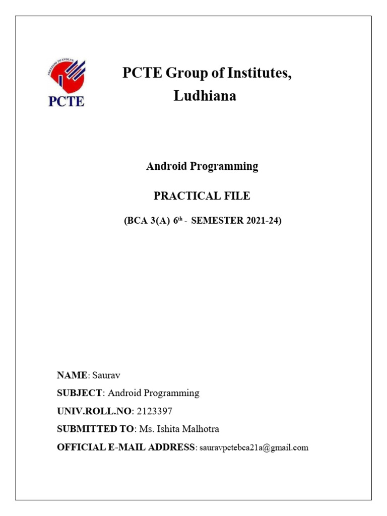 Android-Practical-File | PDF | Android (Operating System) | Software ... Android-Practical-File | PDF | Android (Operating System) | Software ...