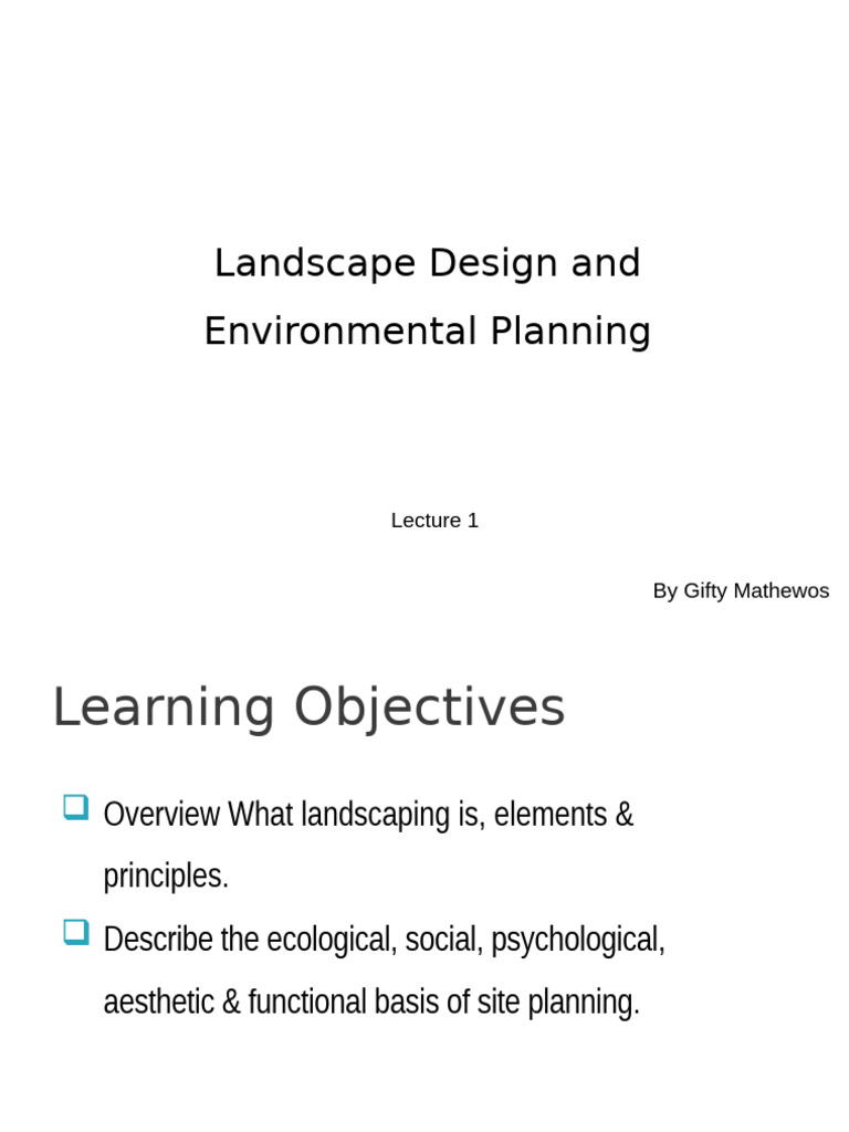 Landscape Design and Environmental Planning Overview Lecture | PDF ...