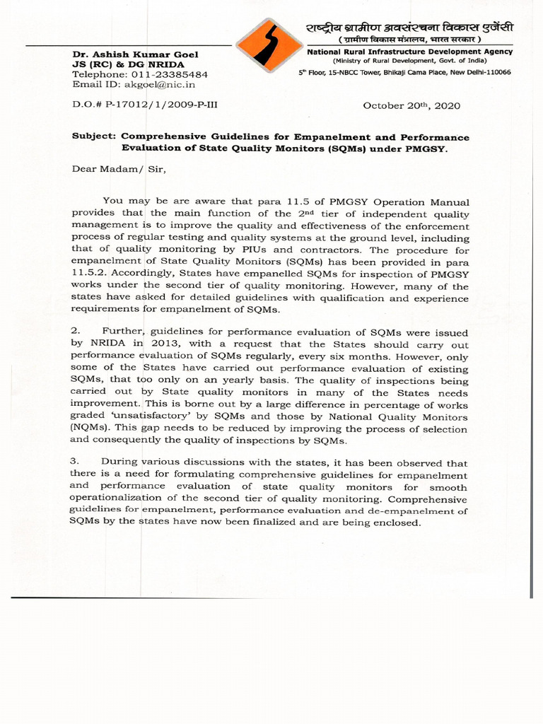 Sqm Selection And Performance Evaluation Guidelines Pdf Road Surface Concrete