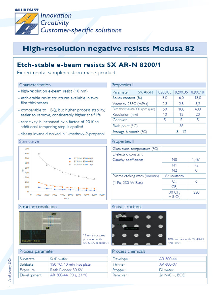 SXAR-N8200-1 English Allresist Product Information | PDF | Sputtering ...