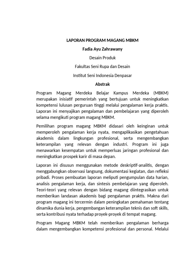 Laporan Program Magang MBKM | PDF | Komputer