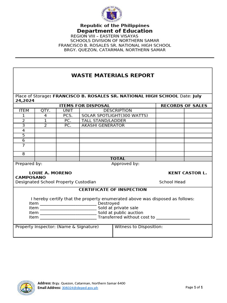 Waste Material Report | PDF