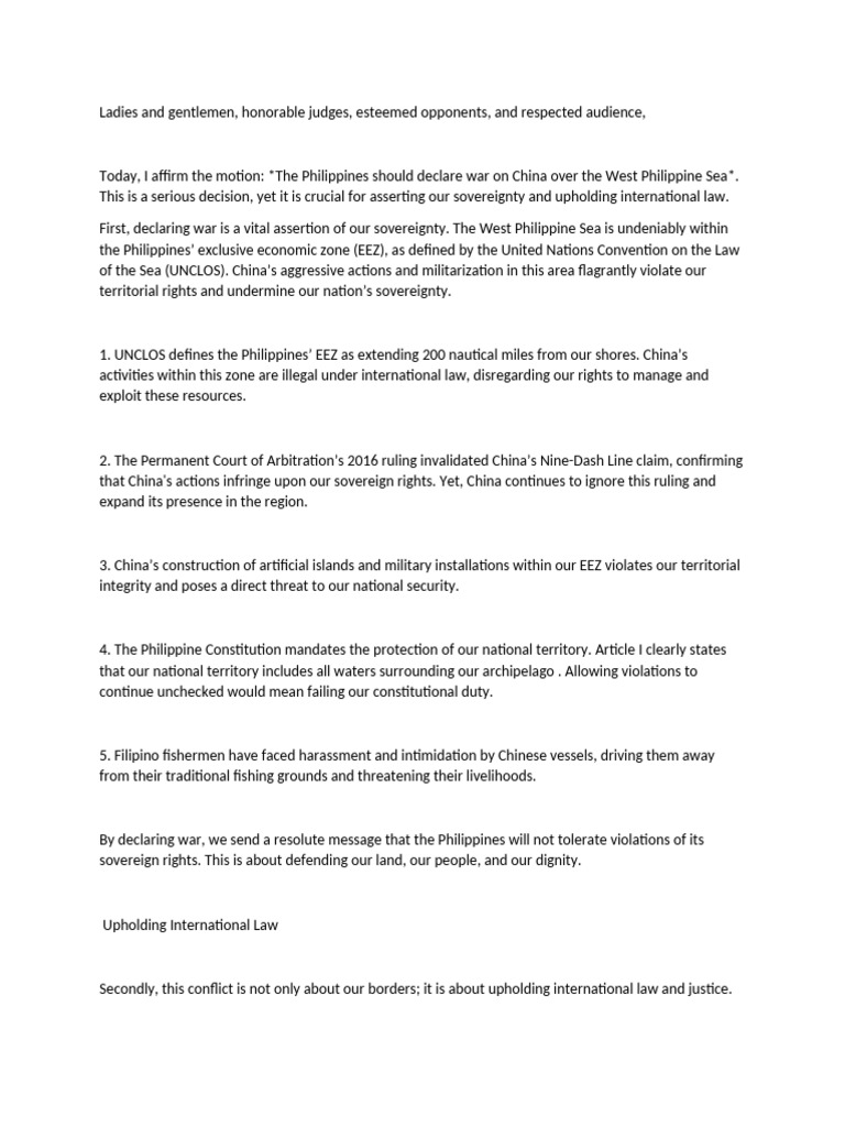 Constructive Speech | PDF | International Law | South China Sea