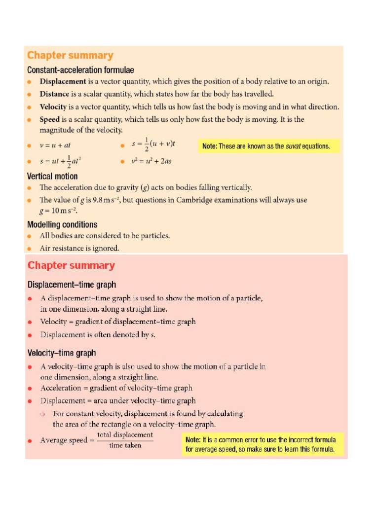 Kinematics_Summary | PDF Kinematics_Summary | PDF