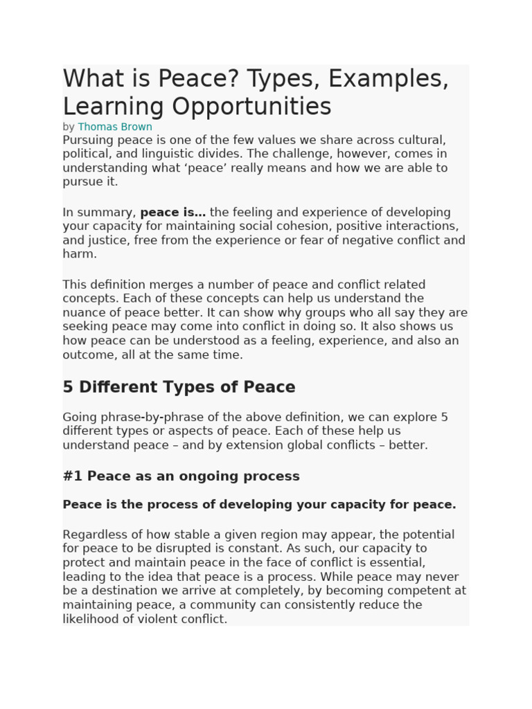 peace | PDF | Violence | Peace