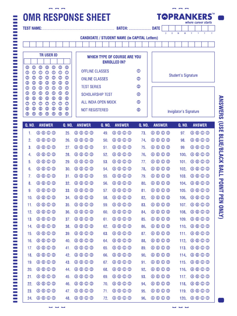 Digital OMR Sheet - CLAT | PDF