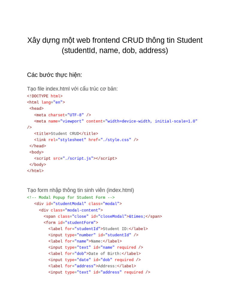 FE-CRUD-Hướng dẫn | PDF