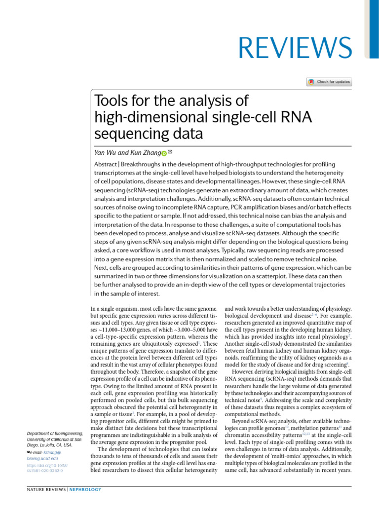 Tools For The Analysis Of High Dimensional Single Cell Rna Sequencing