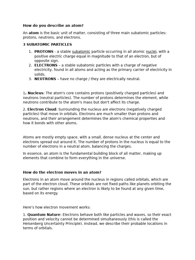 How Do The Electron Moves in An Atom Chem1 | PDF | Atoms | Atomic Orbital