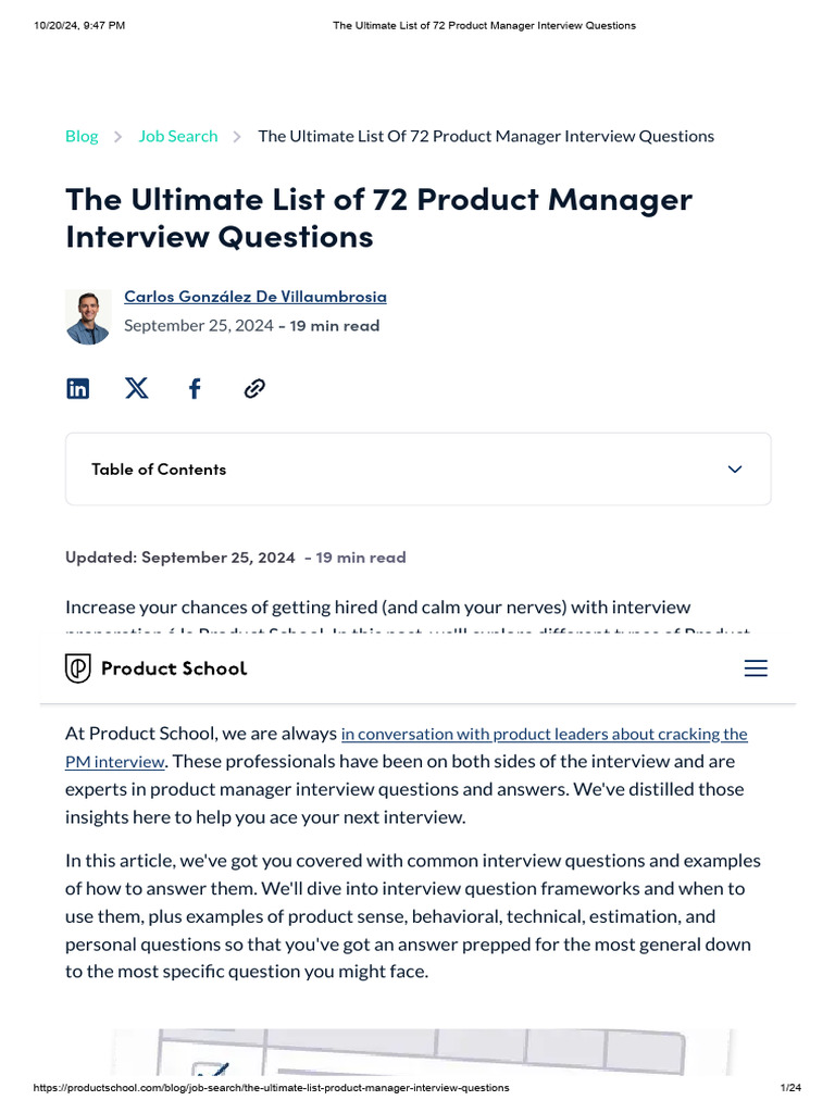 The Ultimate List of 72 Product Manager Interview Questions | PDF ...