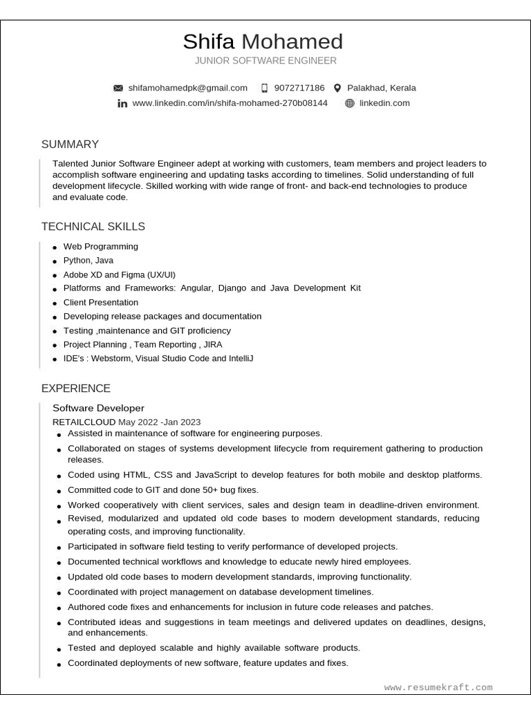 shifa new resume (1) | PDF | Software | Python (Programming Language)