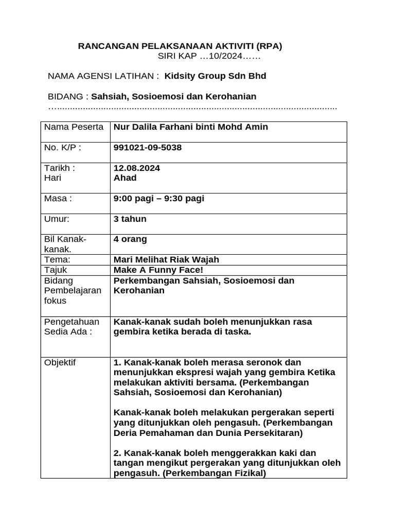 Rpa Perkembangan Ssek | PDF