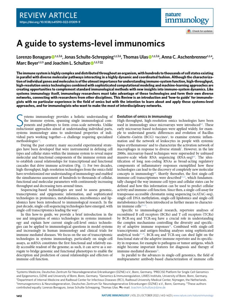A Guide To Systems-Level Immunomics | PDF | Transcriptome | Dna Sequencing