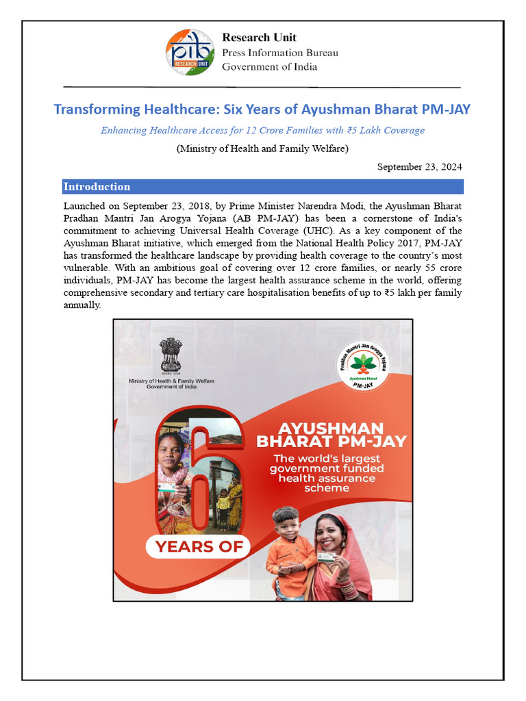6 Yrs of AB PMJAY | PDF | Health Policy | Medicine