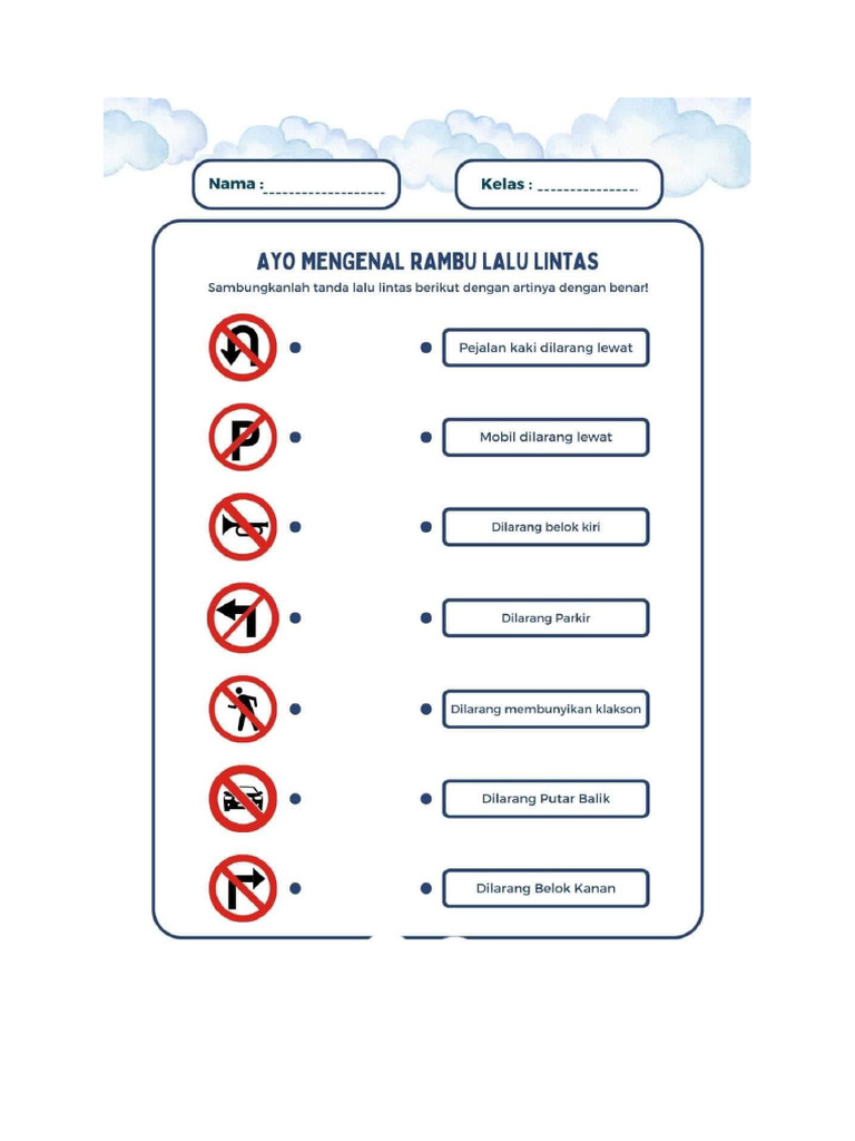 LKPD 2 BAHASA INDONESIA MEMASANGKAN RAMBU LALU LINTAS - JPG Word | PDF