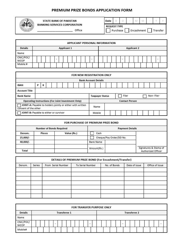 Premium Prize Bonds Form Guide | PDF | Banks | Bonds (Finance)