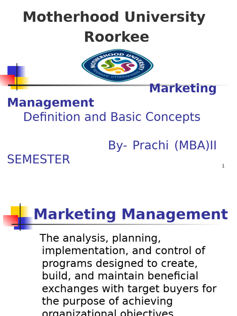 Marketing Management Definition Basic Concepts Part II | PDF ...
