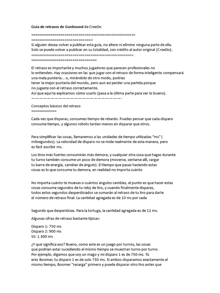 Gu a De Retrasos De Gunbound PDF