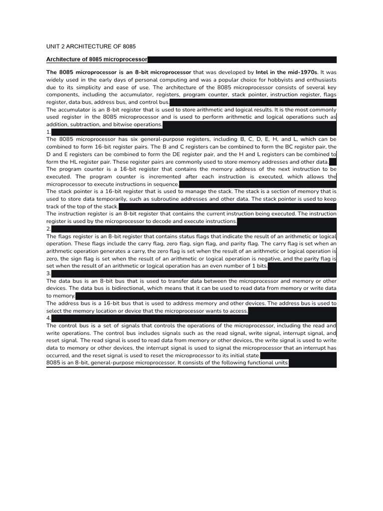 Unit 2 Microprocessor - Google Docs | PDF | Central Processing Unit | Integer (Computer Science)