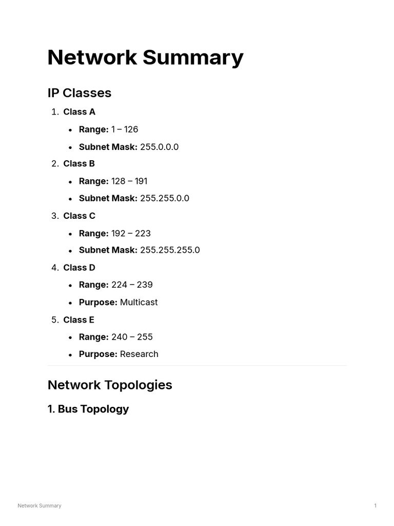 Network_Summary | PDF | Computer Network | Network Topology