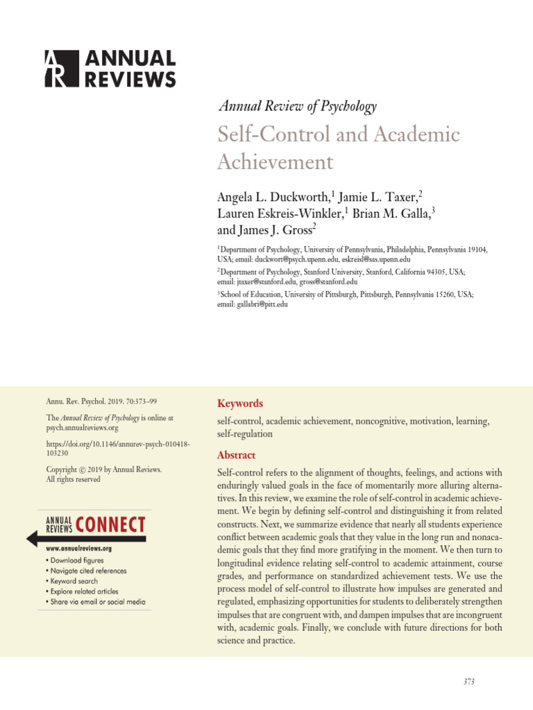 Duckworth-2019-Self-control-and-academic-achie | PDF | Self Control ...