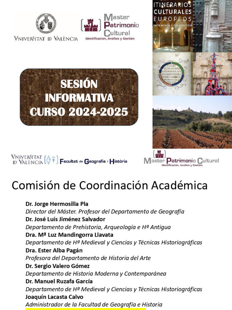 Sesión INFORMATIVA Master PC 2024-2025-v2 | PDF | Maestros | Memoria