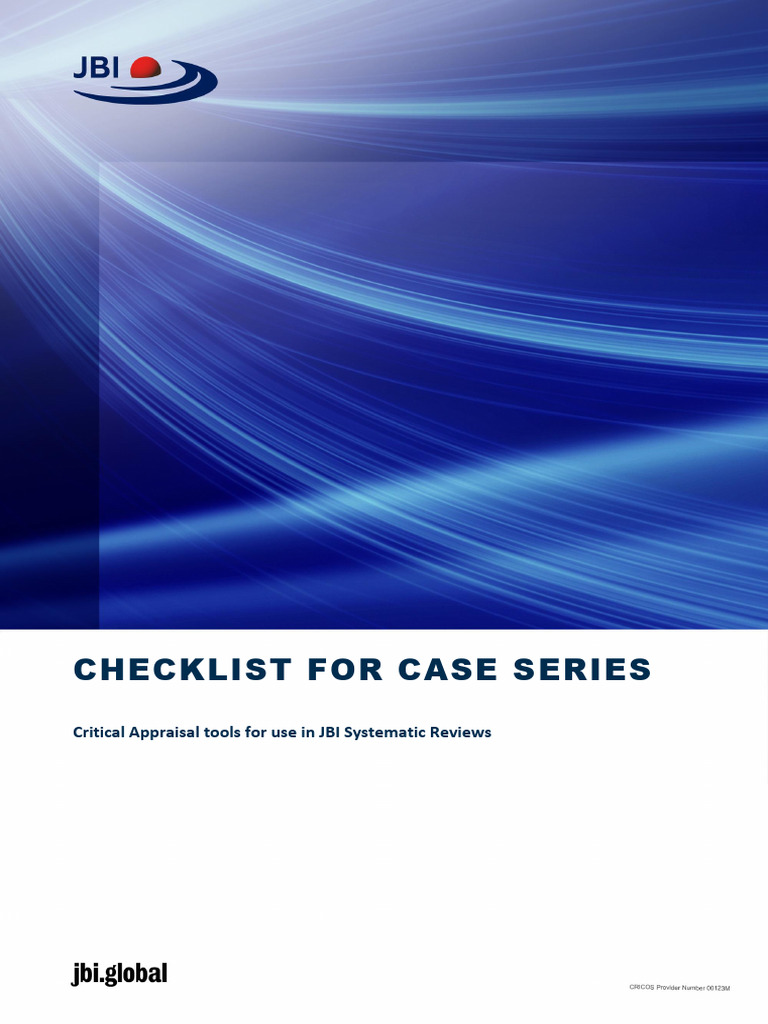 Checklist for Case Series | PDF | Systematic Review | Evidence Based ...