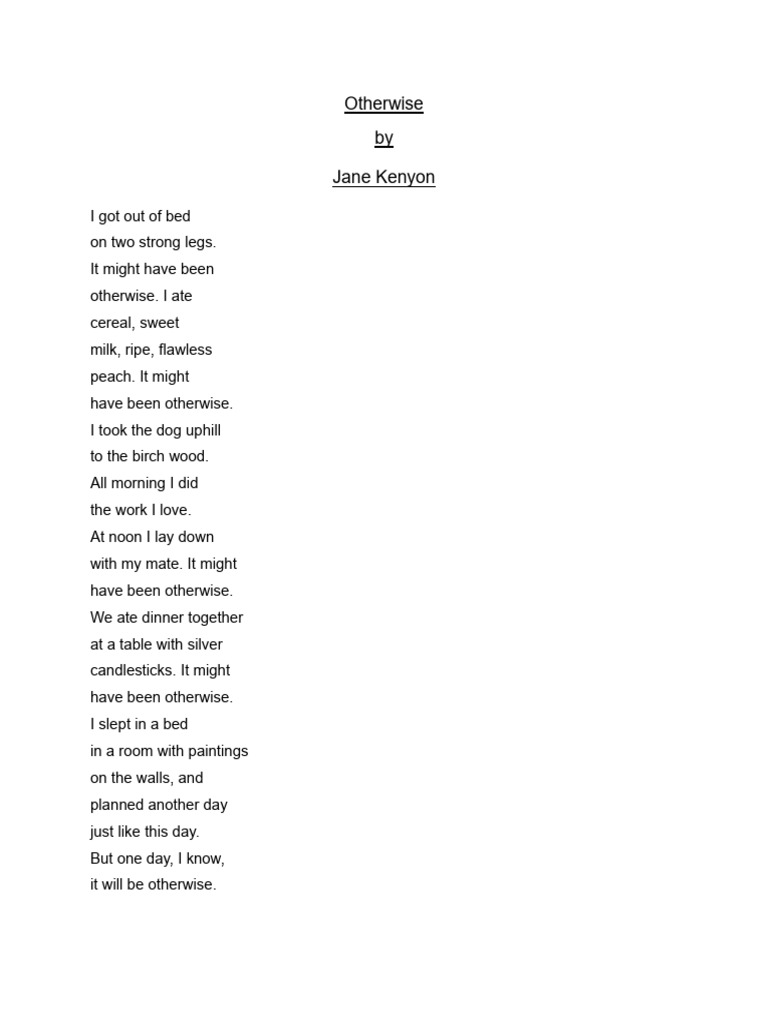 Otherwise Poem Notes | PDF | Poetry