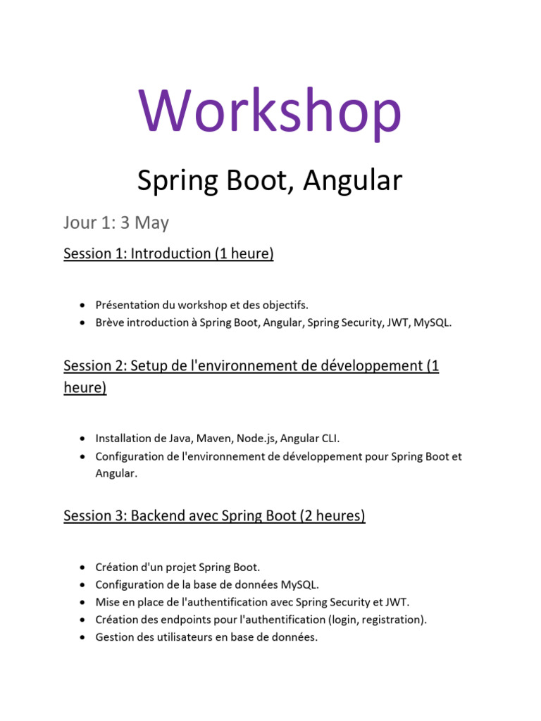 Worshop SpringBoot Angular Niveau 1 | PDF | Java (Langage de programmation) | Architecture d'un ...