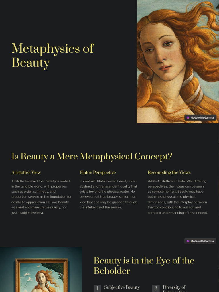 Metaphysics of Beauty // Angeline Laboc | PDF | Beauty | Aesthetics