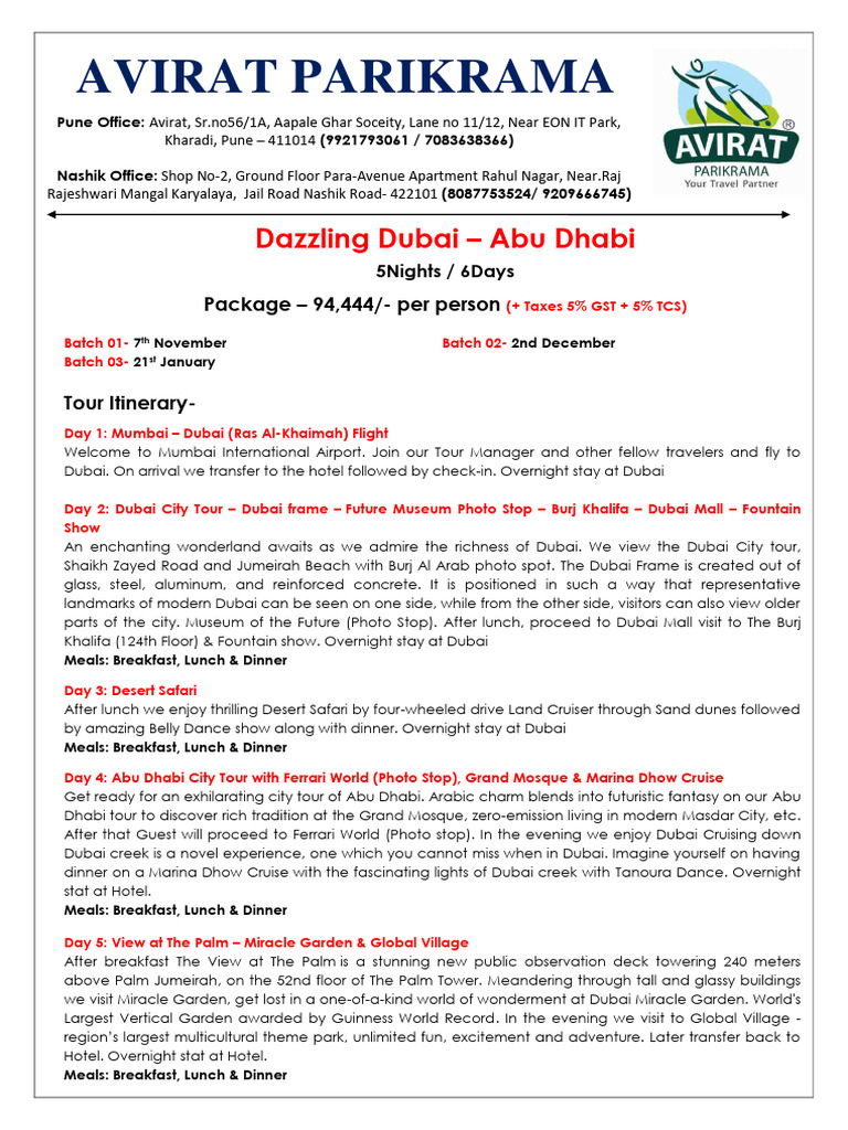 Dubai-Abu Dhabi - 5N6D Update 2024-25 AVP | PDF | Dubai | Hotel