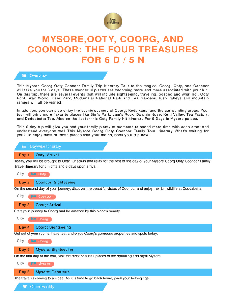 Mysore Ooty Coorg | PDF | Transport