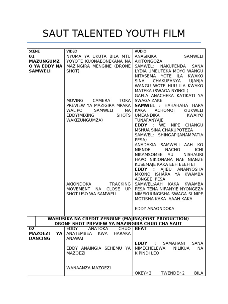 Saut Talented Youth Script | PDF