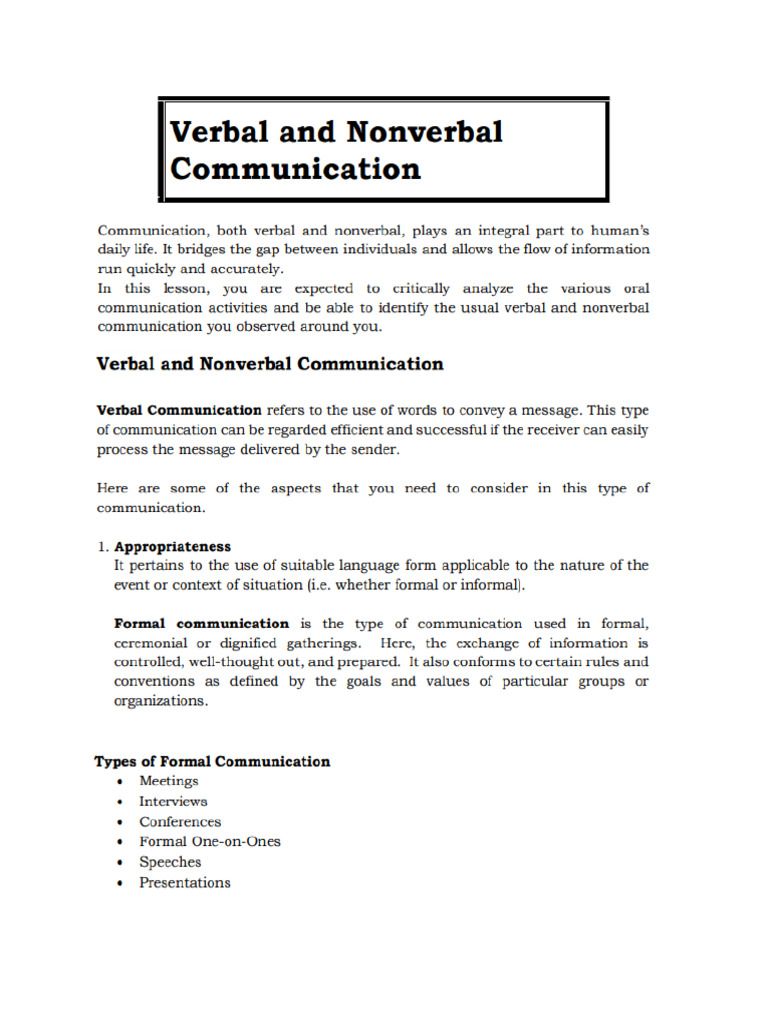 Verbal-and-Nonverbal-Communication | PDF