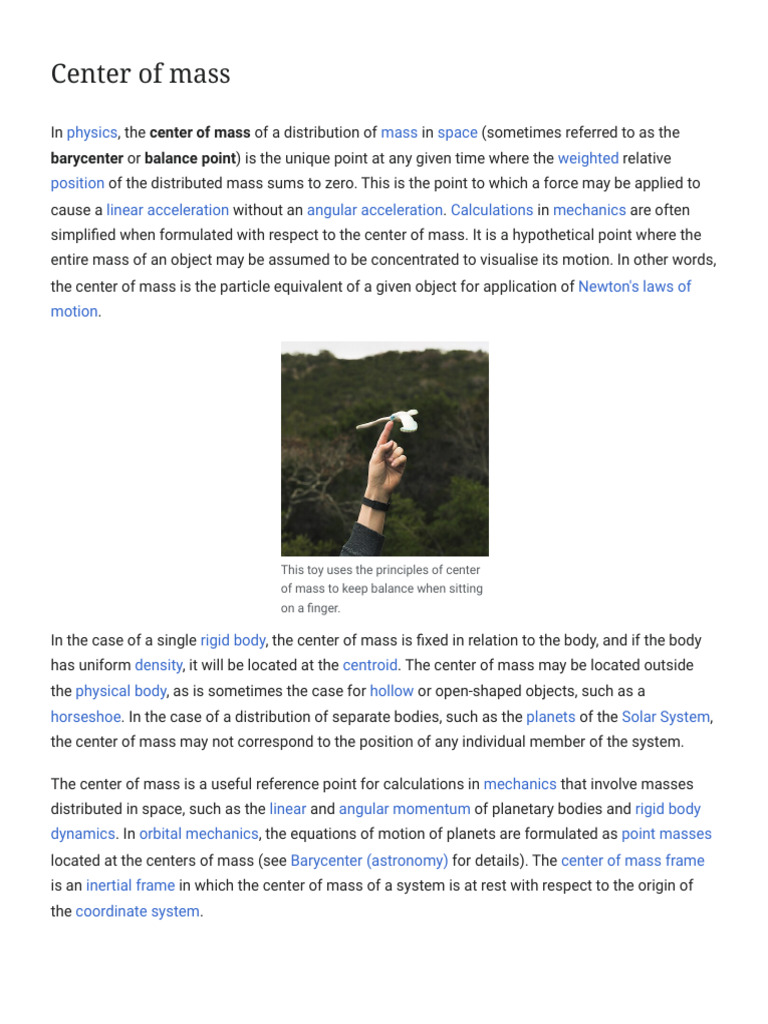 Center of Mass | PDF | Center Of Mass | Force